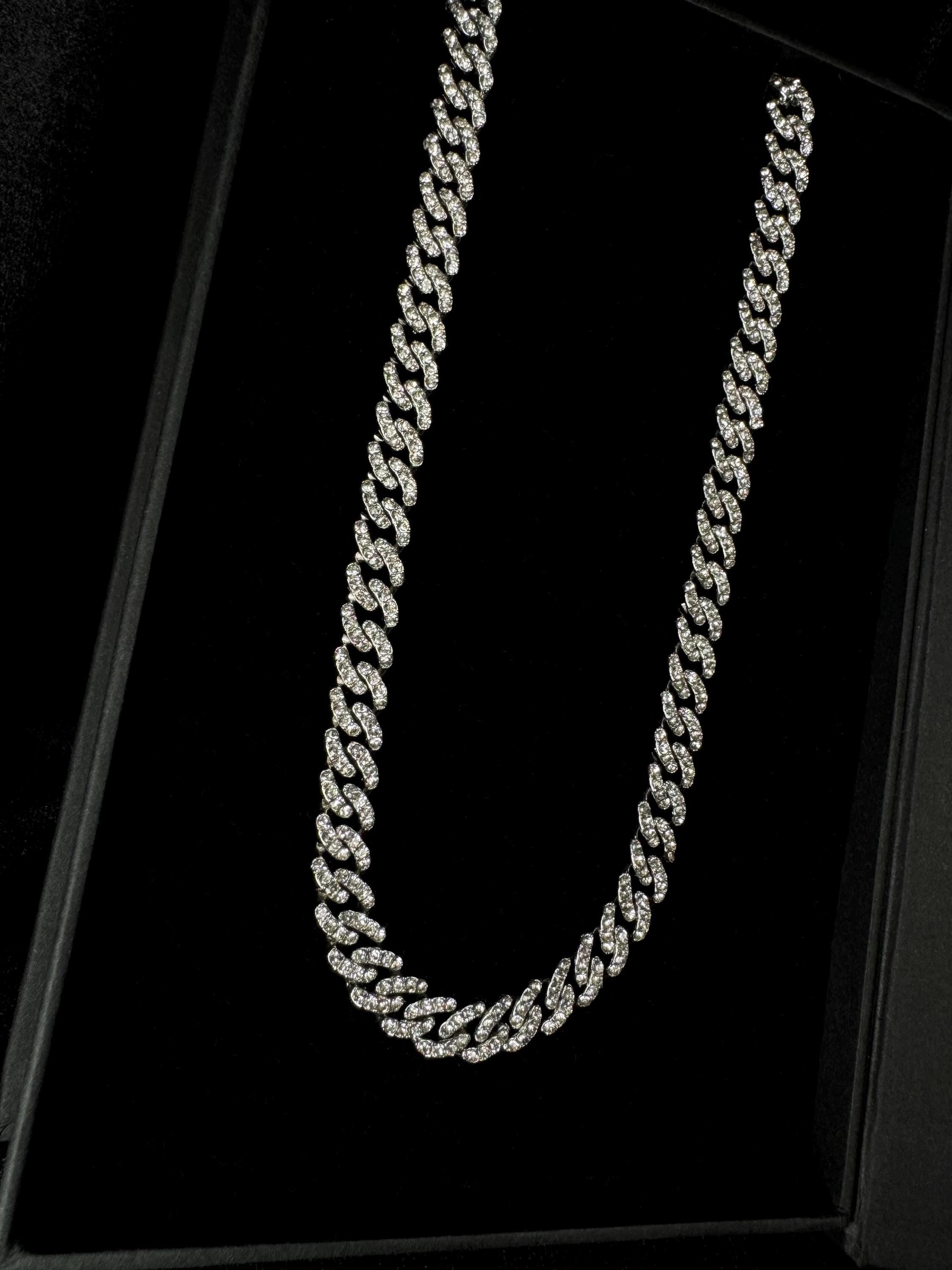 8mm Iced Out Cuban Link Chain Necklace - White Gold Men's Jewelry ...