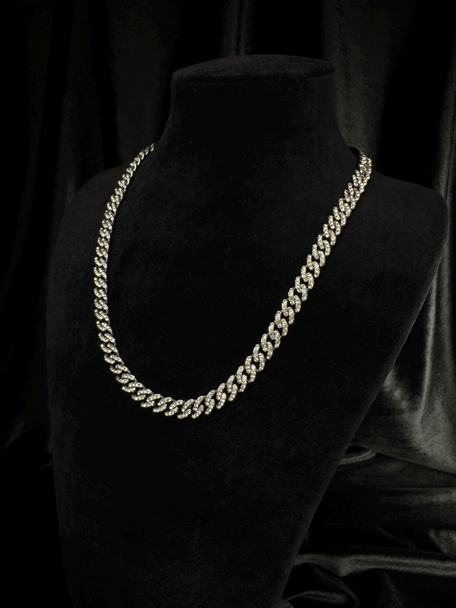 8mm Iced Out Cuban Link Chain Necklace - White Gold Men's Jewelry ...