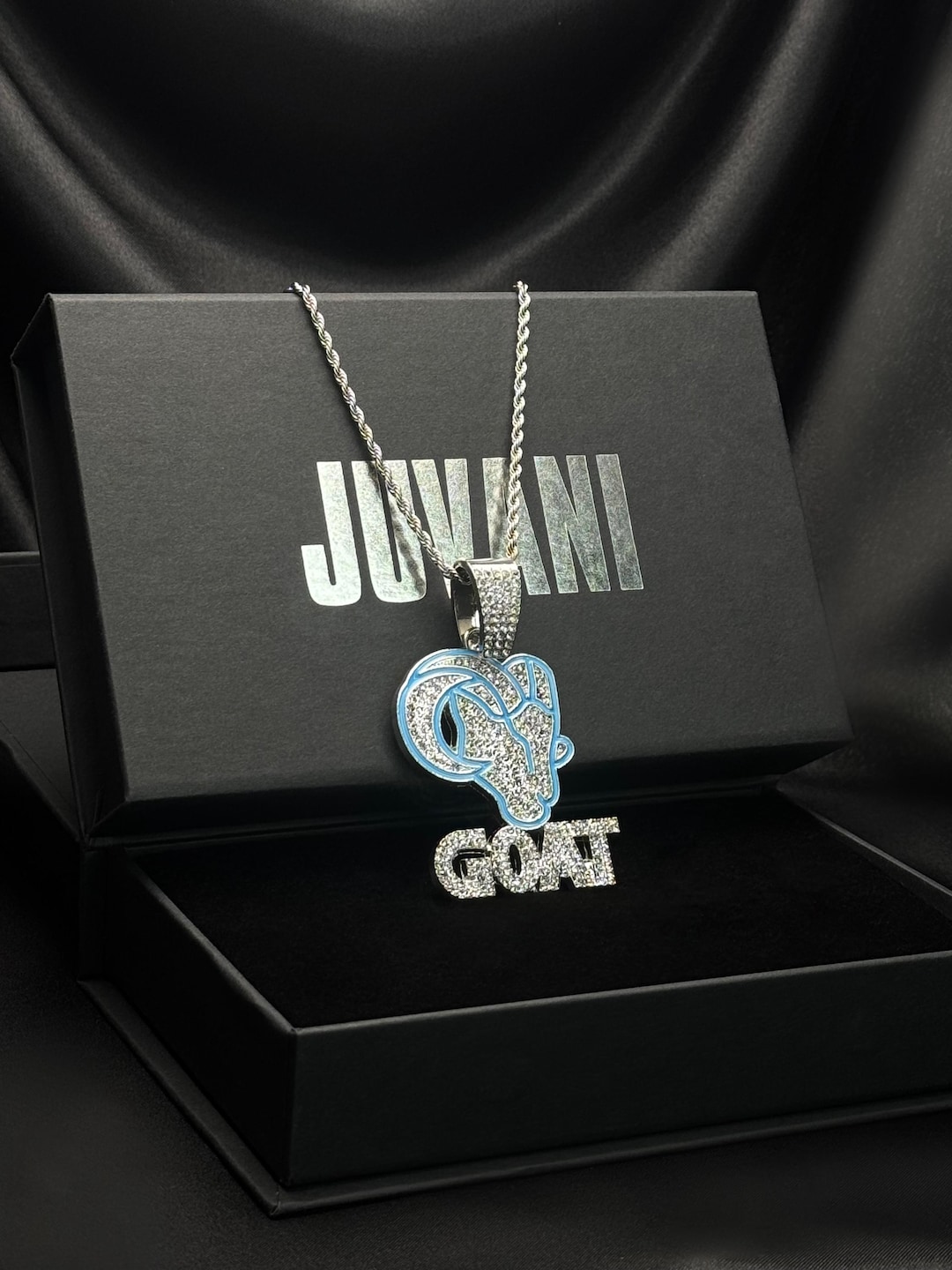 Iced Out GOAT Pendant Necklace – Silver Rope Chain, Hip Hop Bling - Etsy