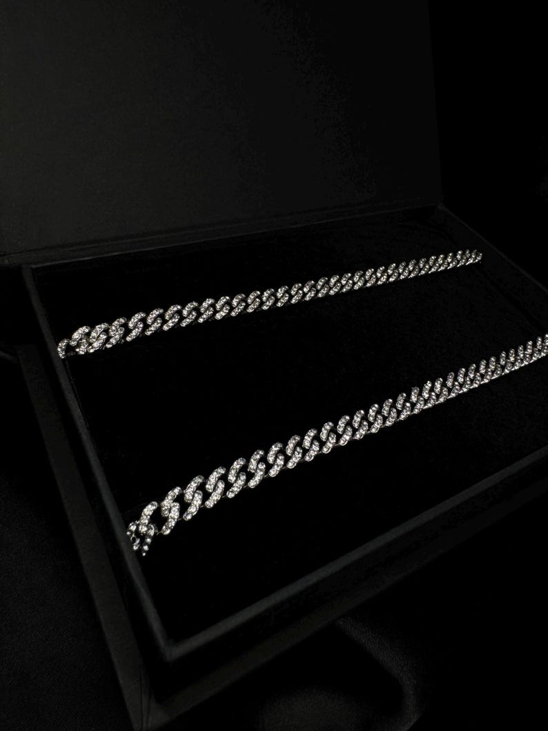 8mm Iced Out Cuban Link Chain Necklace - White Gold Men's Jewelry ...