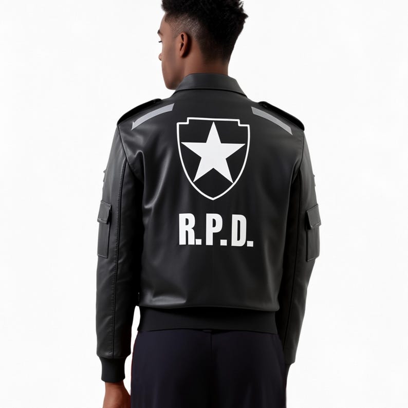 Resident Evil 2 Remake Leon Kennedy RPD Police Leather Jacket, Raccoon ...