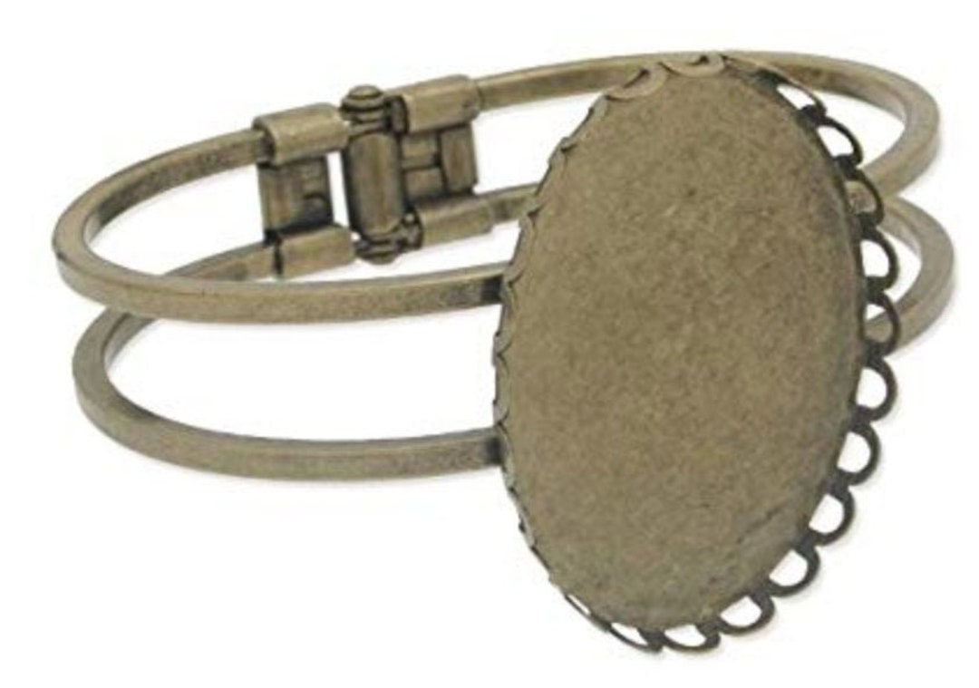 One 1 Oval Bracelet Blank 30x40mm Oval Bezel Bracelet Blank Bronze Oval ...
