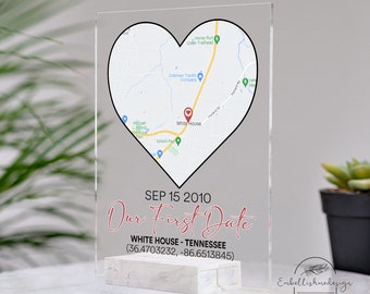 Our First Date Map Plaque - Etsy