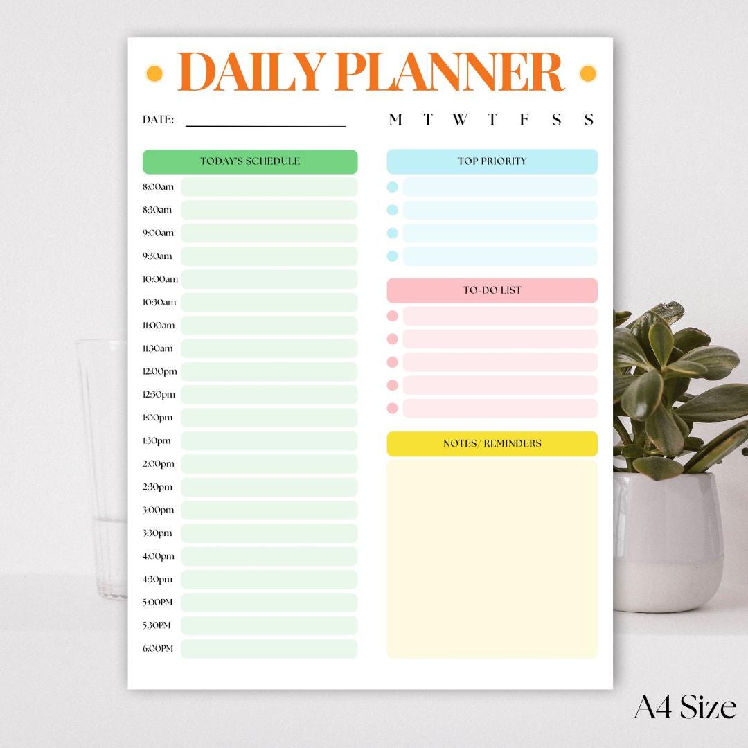 Editable Daily Planner PDF | Printable Minimalist To-do List | Digital ...