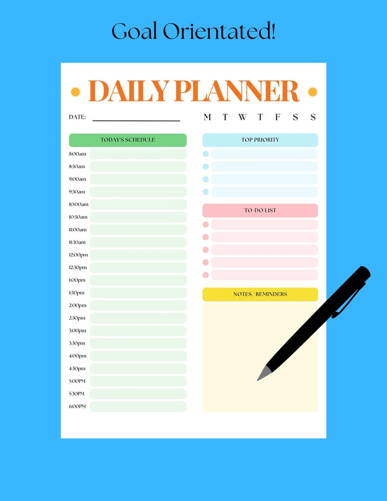 Editable Daily Planner PDF | Printable Minimalist To-do List | Digital ...