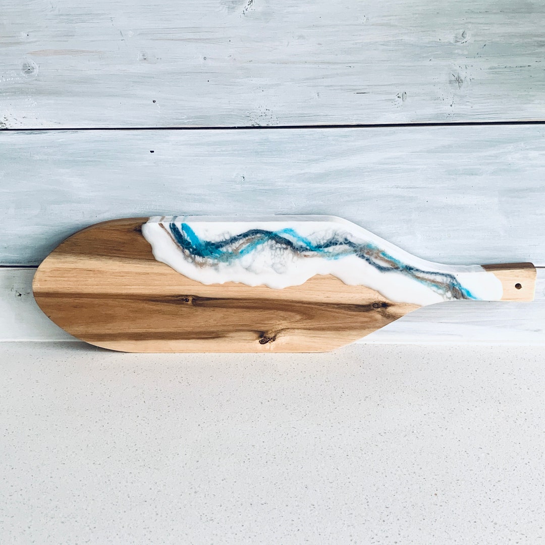 Resin Art Charcuterie Board Epoxy Resin, Wooden Serving Tray Ocean ...
