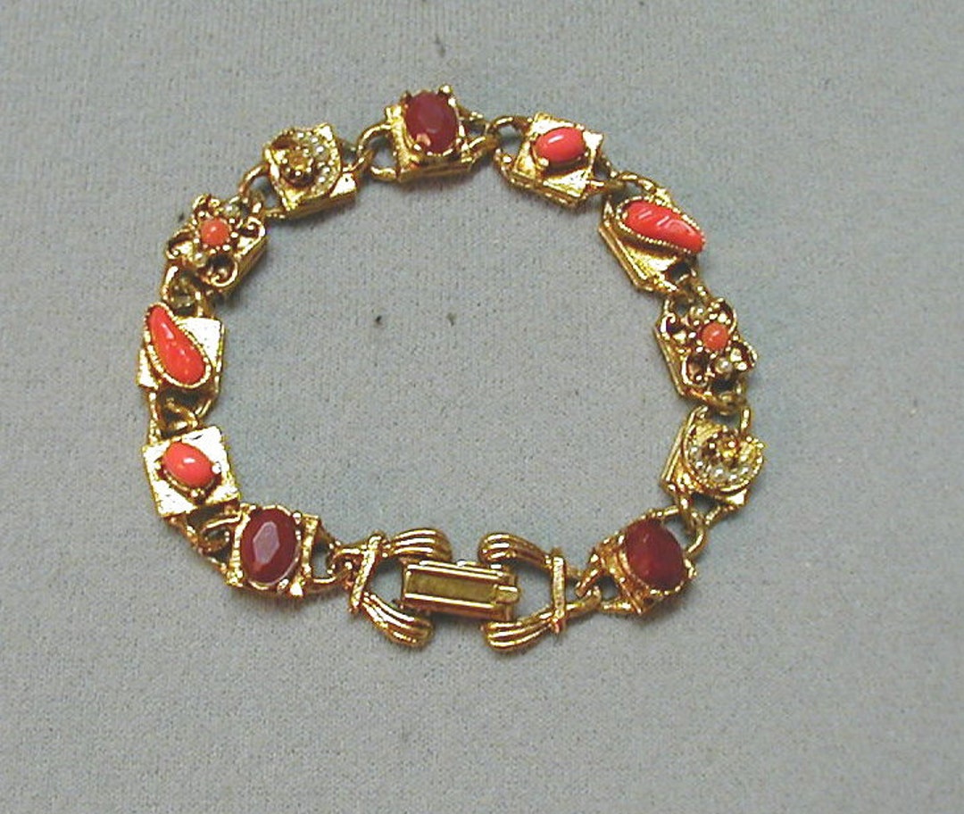 Signed LJM Victorian Revival Link Bracelet - Etsy