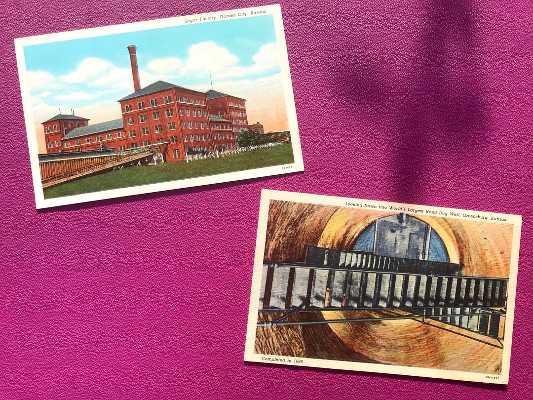 Lot of 2 Vintage UNUSED Linen Postcards - Kansas - Genuine Curteich ...
