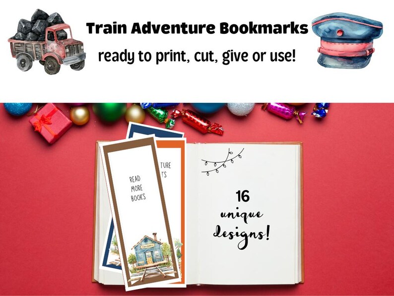 Train Bookmarks for Kids Printable Bookmarks Train Station Adventure ...