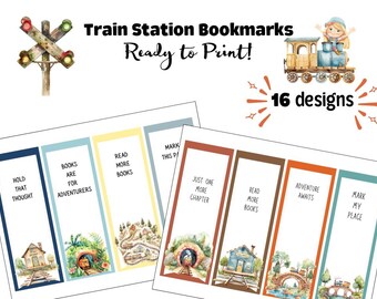 Train Bookmarks for Kids Printable Bookmarks Train Station Adventure ...