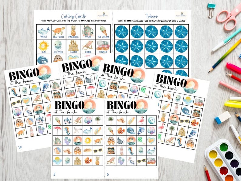Printable Bingo Beach Family Game for Vacation Ocean Unit Study - Etsy