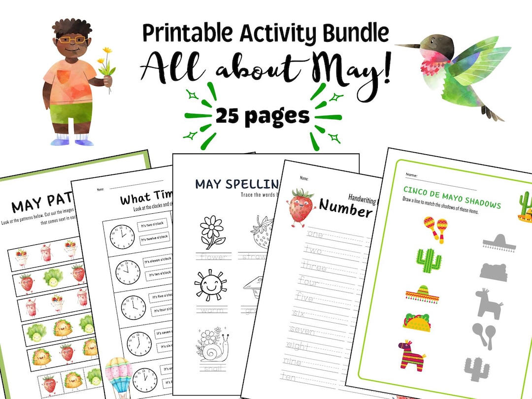 Printable Activity Worksheets May Theme Homeschool Unit Study Games ...