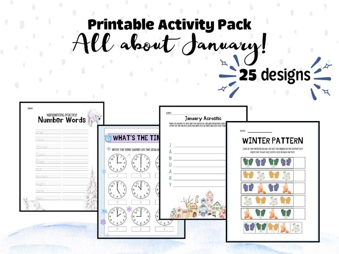 Printable Activity Worksheets - January Theme - Homeschool Unit Study ...