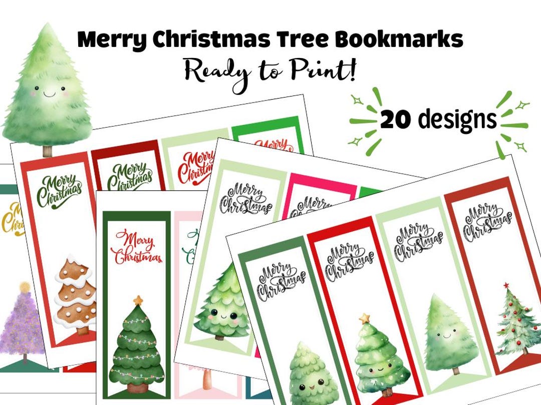 Printable Bookmarks Merry Christmas Tree Student Gifts Stocking Stuffer ...