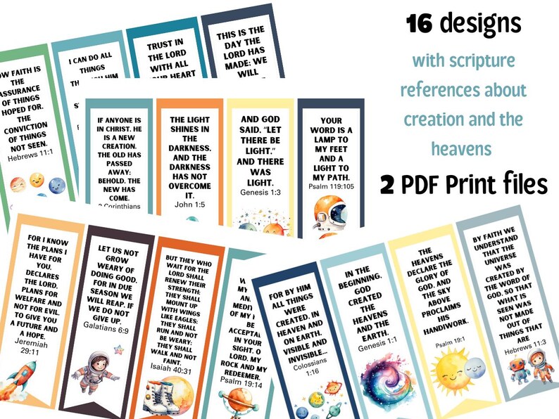 Christian Bookmarks for Kids Outer Space Theme Basket Fillers for ...