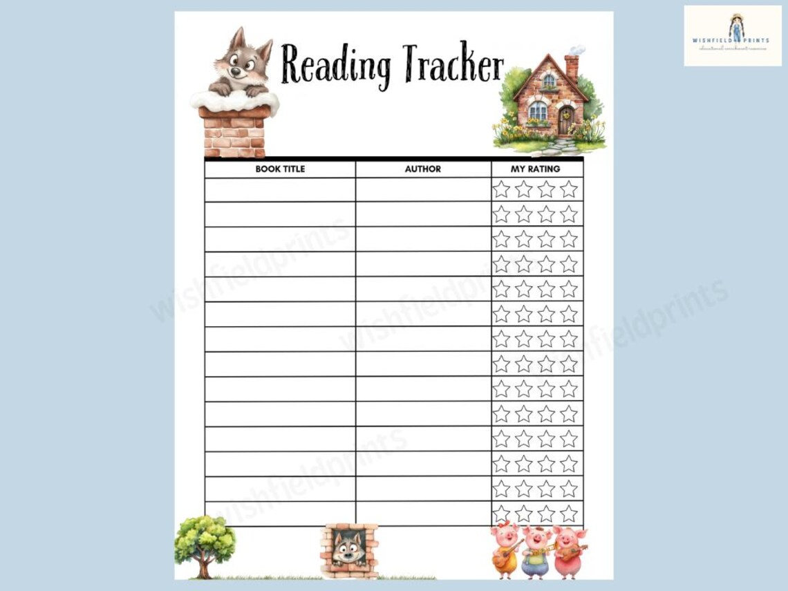 Printable Reading Tracker - 3 Pigs - Book Tracking Pages for Record ...