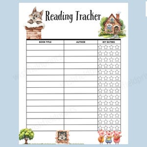 Printable Reading Tracker - 3 Pigs - Book Tracking Pages for Record ...