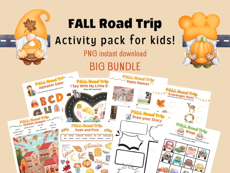 Fall Road Trip Printable - Activity Pack for Kids - Fall Break ...