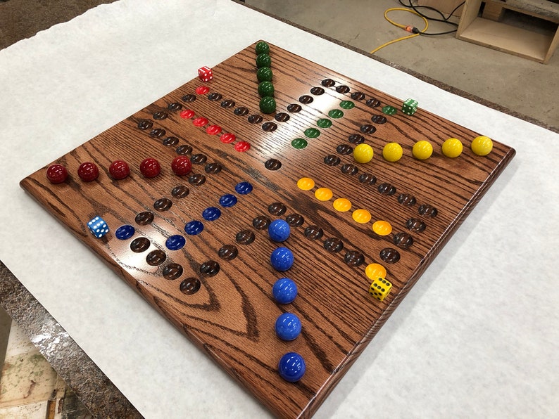 Five Marble - Four Player Solid Oak Deluxe Aggravation Game Board - Etsy