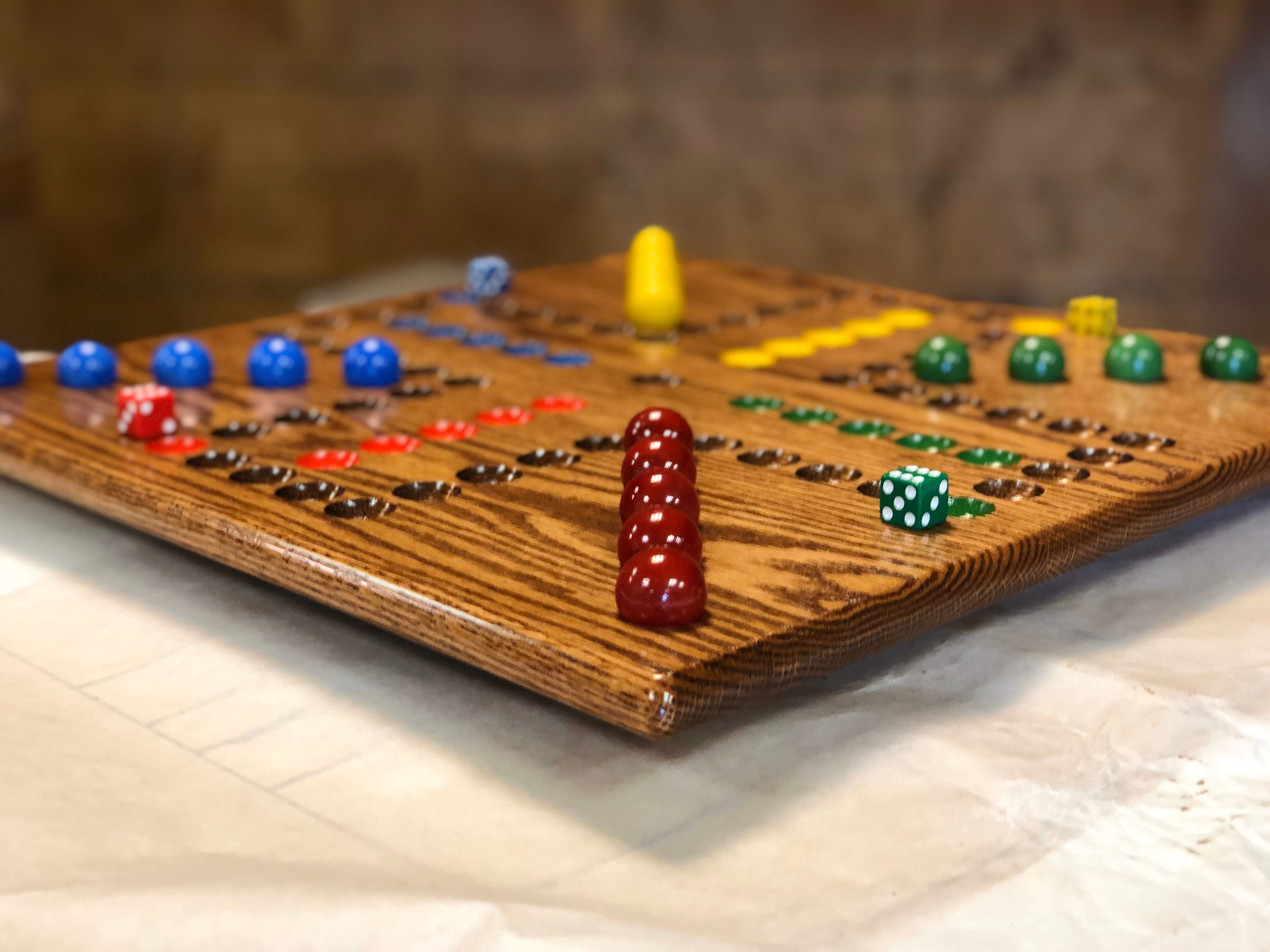 Five Marble - Four Player 18"x18" - Solid Oak Deluxe Aggravation Game ...