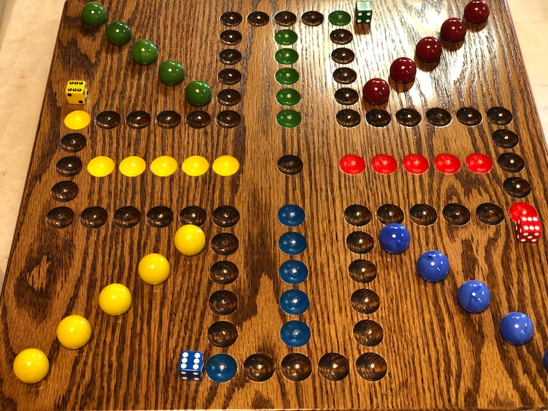 Five Marble - Four Player 18"x18" - Solid Oak Deluxe Aggravation Game ...