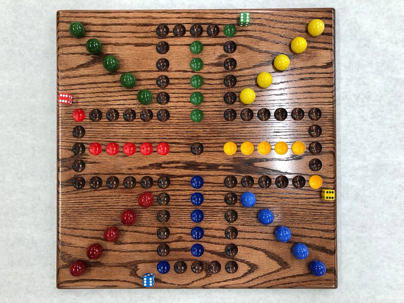 Five Marble - Four Player 18"x18" - Solid Oak Deluxe Aggravation Game ...