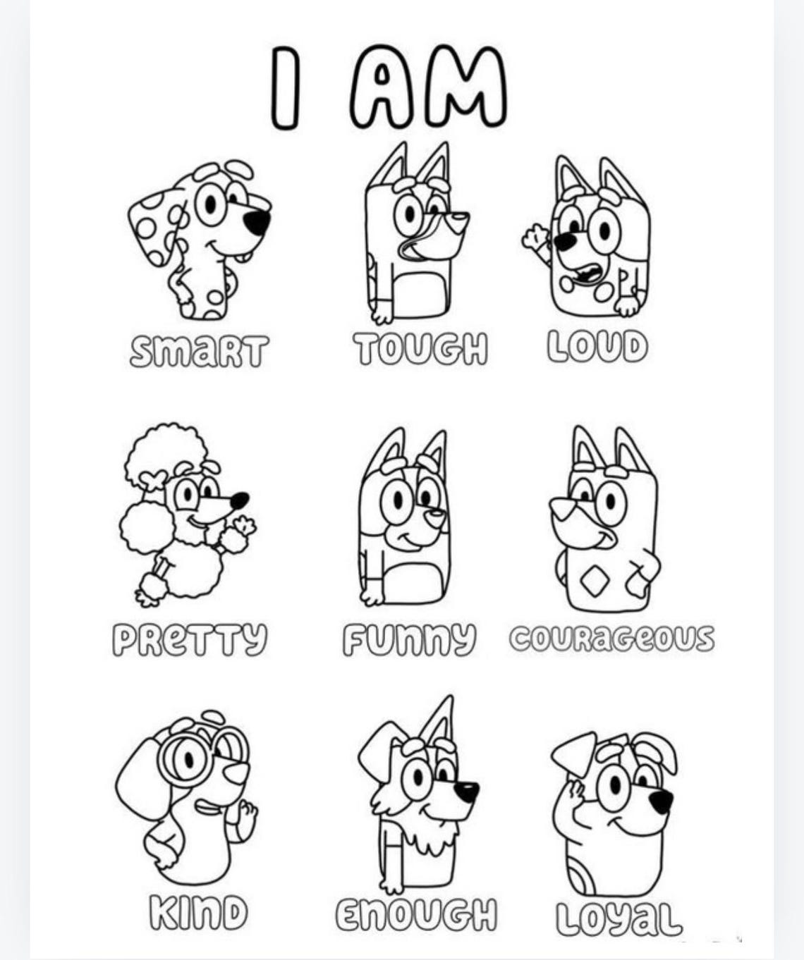 Bluey Affirmation Chart | Coloring Page | Clip Art - Etsy Canada
