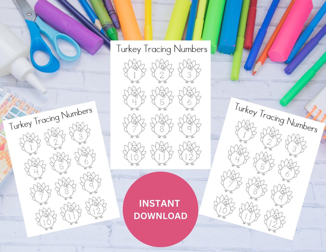 Turkey Tracing Numbers - Preschool - Kindergarten - Digital File - Etsy
