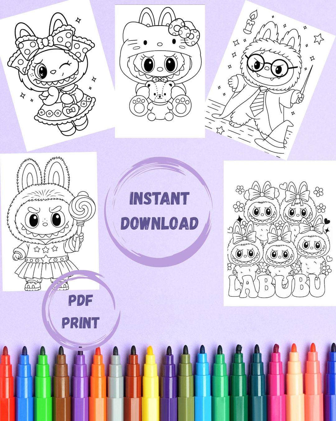 The Monster's - Labubu Coloring Pages - Digital Download - Coloring ...