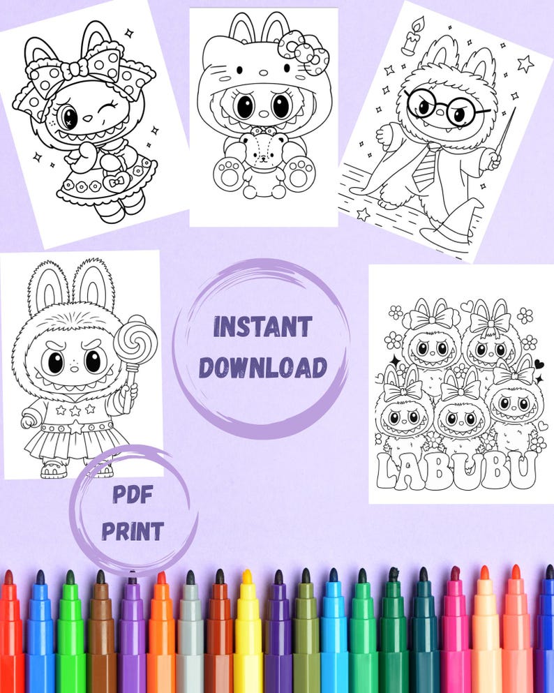 The Monster's - Labubu Coloring Pages - Digital Download - Coloring ...