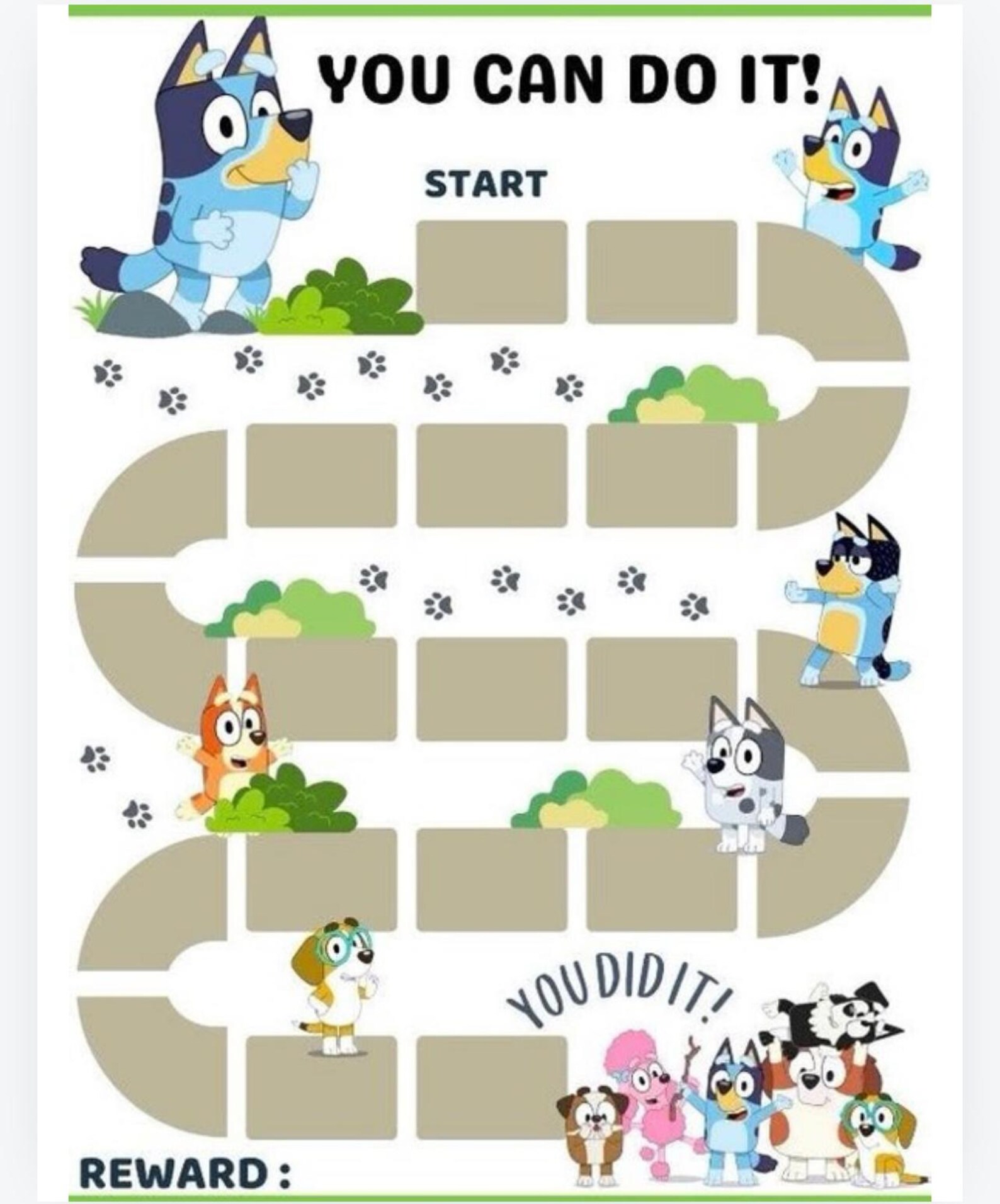 Bluey Reward Chart - Kids Reward Chart - Potty Training Chart - Chore ...