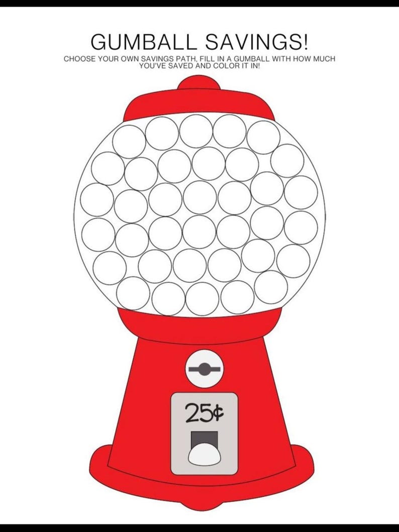 Gumball Money Saving Challenge - Etsy