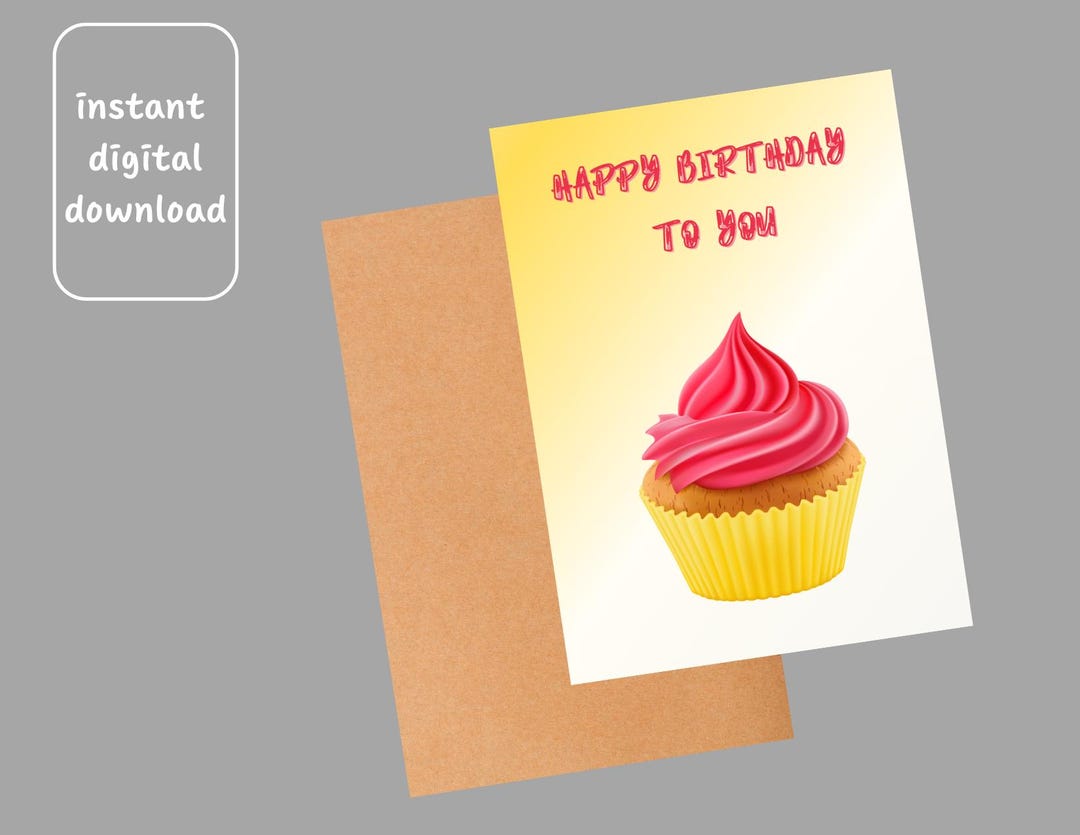 Postcard Happy Birthday Cake. Printable Card. - Etsy