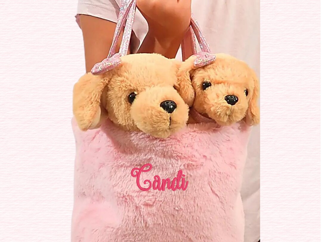 Personalized Plush Purse With Puppies | Personalized Plush for Girls ...