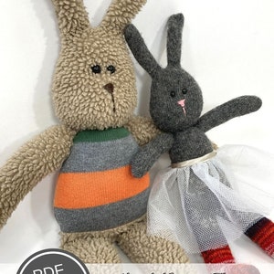 Stuffed Bunny and Bear - Upcycled Sweaters and Fleece - PDF Sewing ...