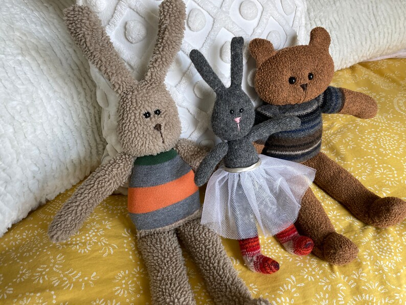 Stuffed Bunny and Bear Upcycled Sweaters and Fleece PDF - Etsy