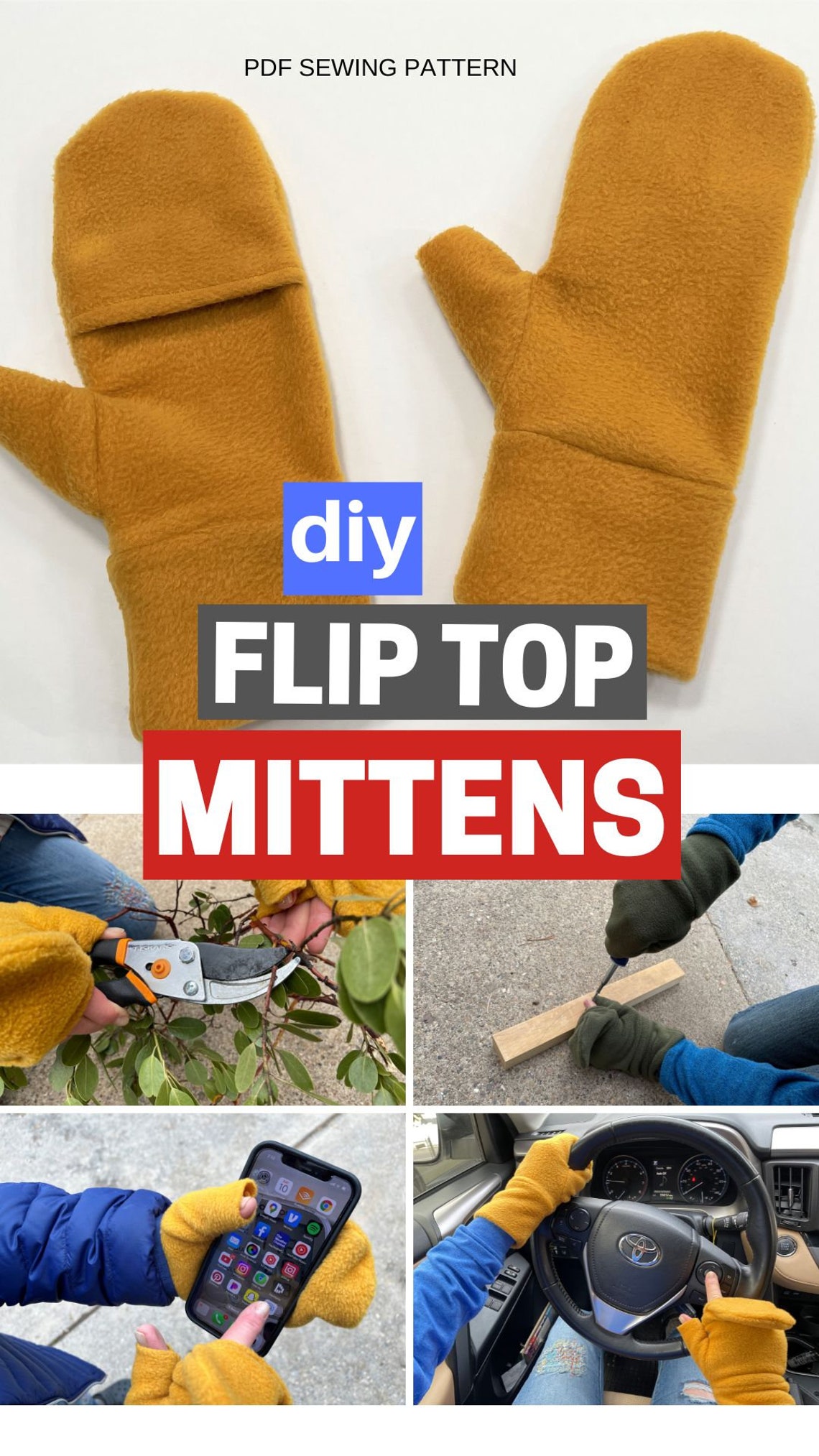 Flip Top Mittens PDF Sewing Pattern / 9 Sizes / Child - Etsy