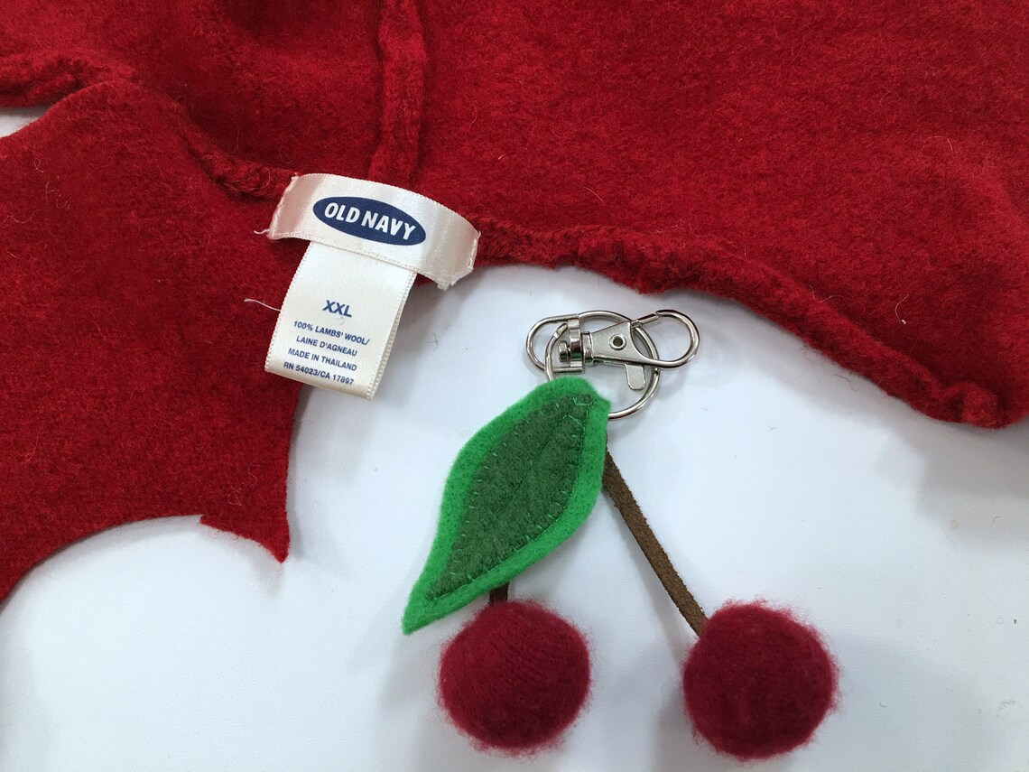 DIY Felt Cherries Sewing Pattern Tutorial Key Chain and | Etsy