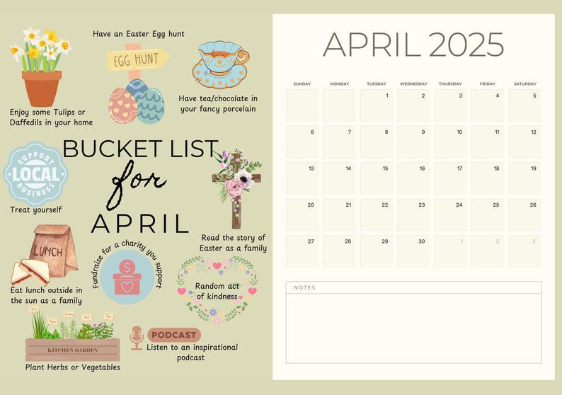 Family Fun & Faith Bucket List Calendar 2025 digital - Etsy