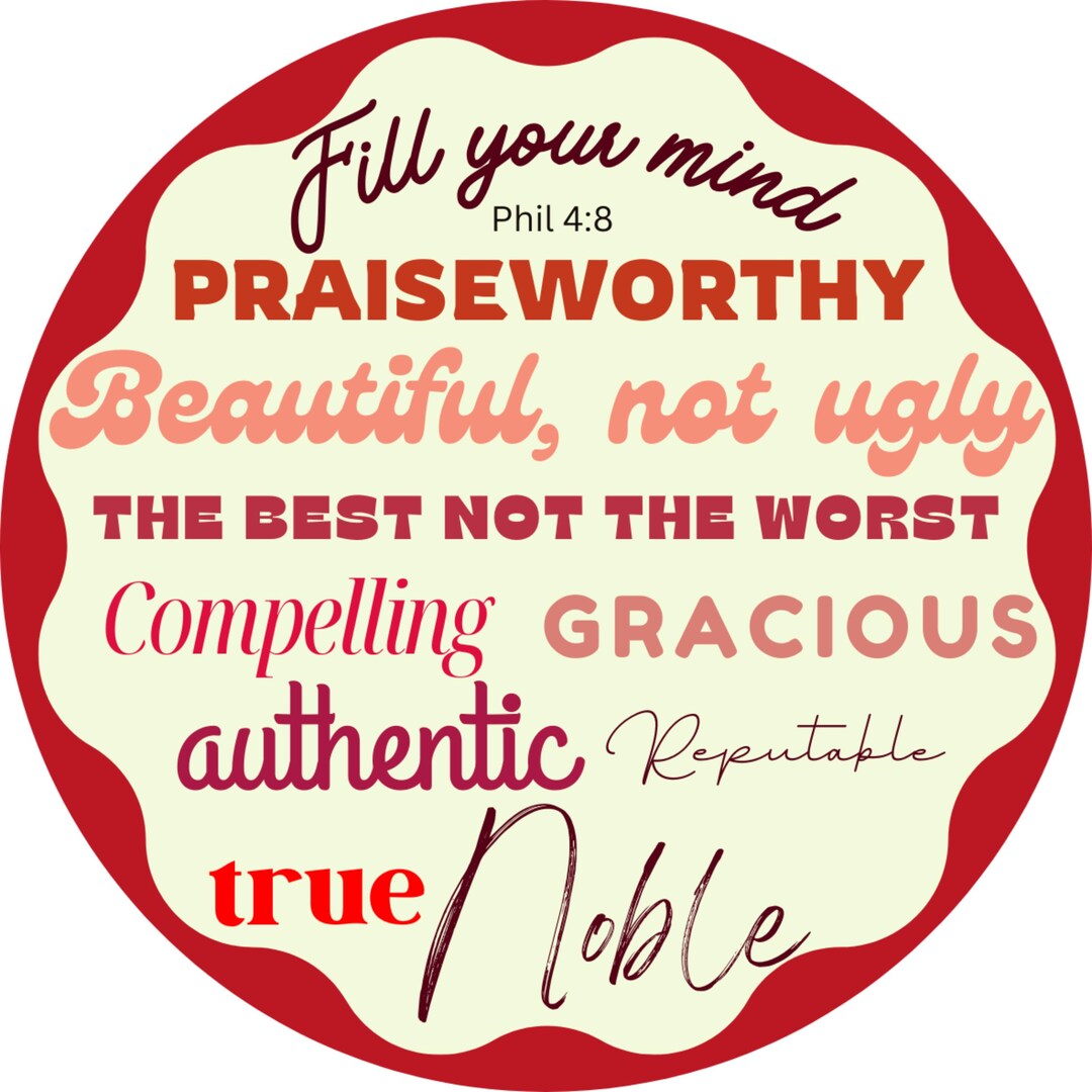 Fill Your Mind Sticker Philippians 4:8 Christian Stickers Uplifting and ...