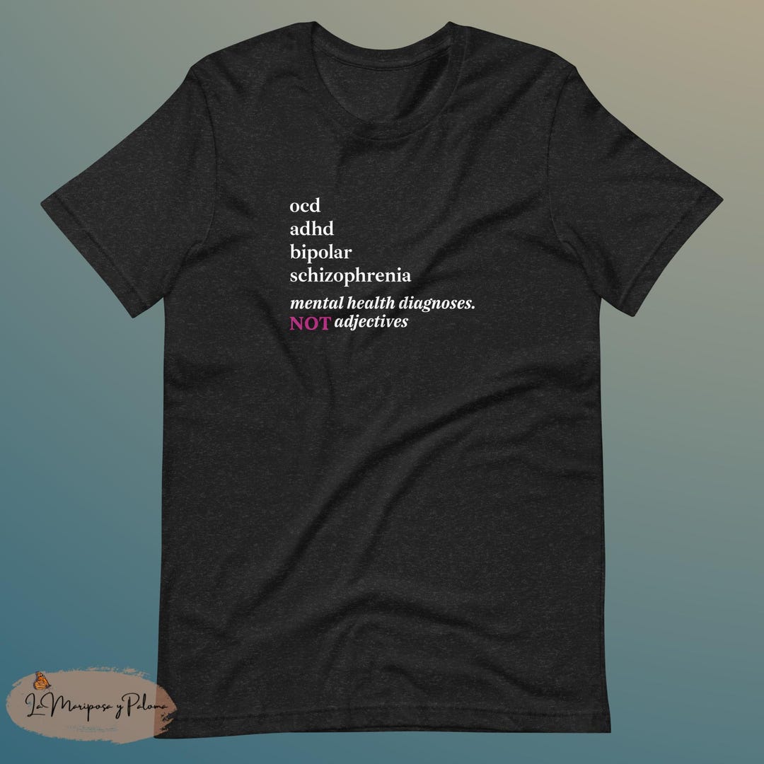 Diagnoses Not Adjectives, White on Dark - Etsy
