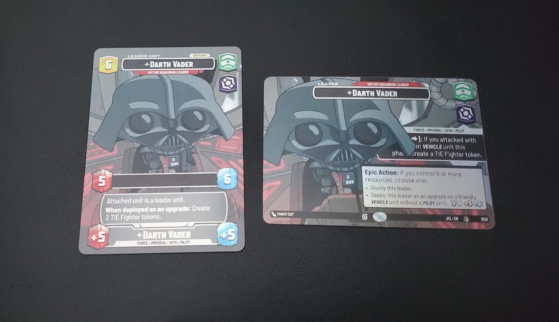 Darth Vader VSL Family Guy Showcase Proxy Card - Star Wars Unlimited ...