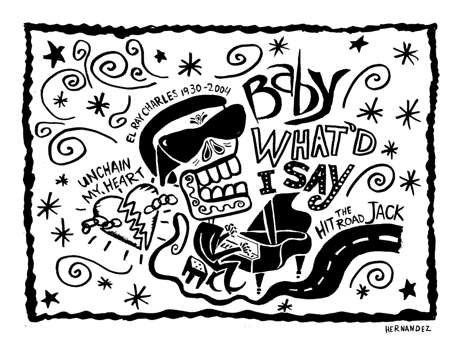 El Ray Charles Print (day of the Dead Rock Stars) - Etsy