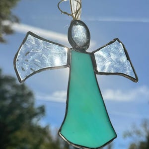 Teal Stained Glass Angel Suncatcher Ornament - Etsy
