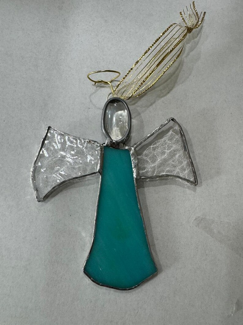 Teal Stained Glass Angel Suncatcher Ornament - Etsy