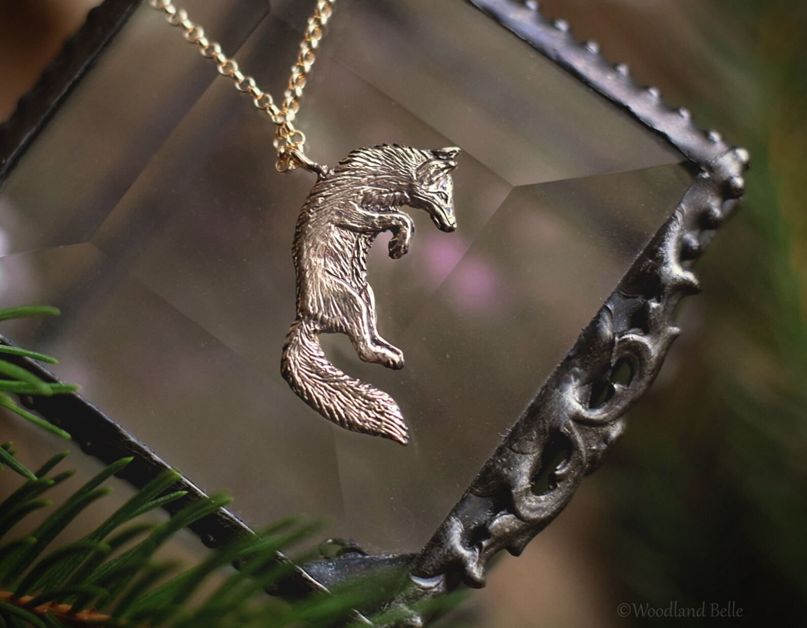 Leaping Fox Necklace Sterling Silver Jumping Fox Pendant | Etsy