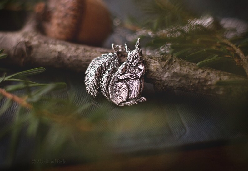 Red Squirrel Necklace Sterling Silver Squirrel Pendant | Etsy