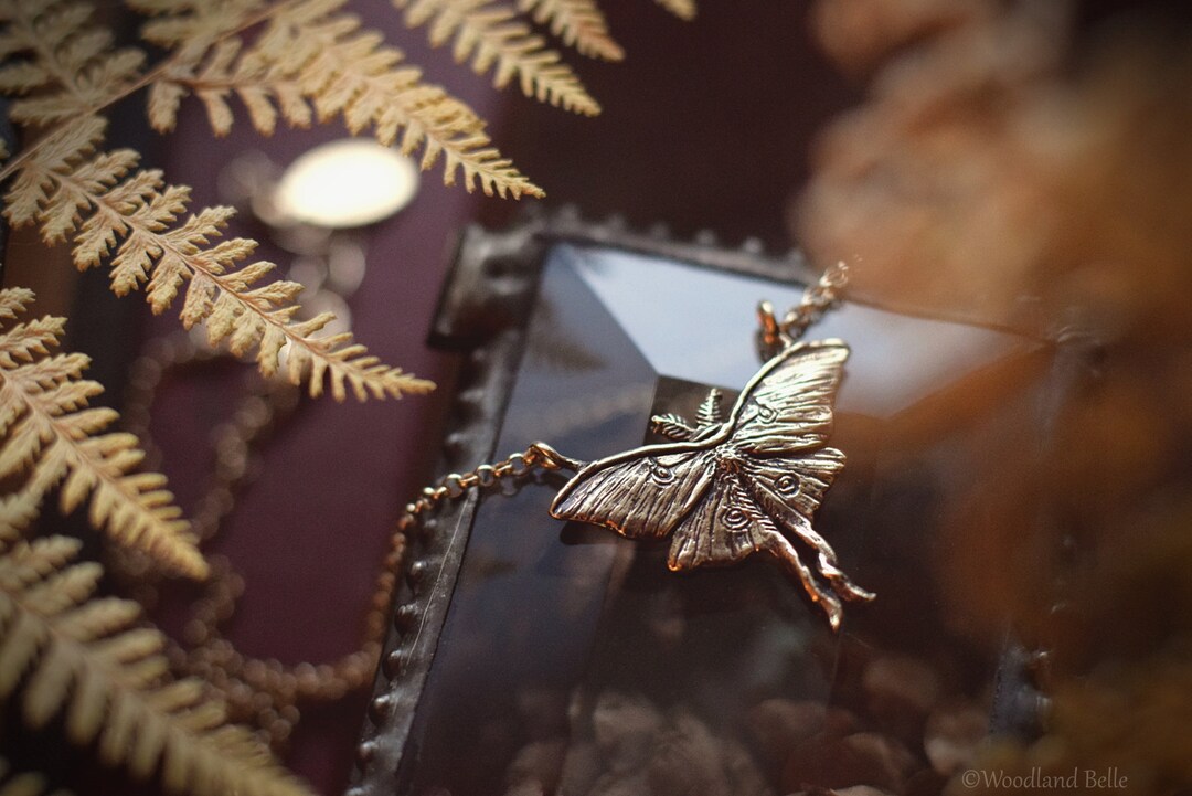 Luna Moth Necklace Gold Bronze Moon Moth Pendant Small, Dainty Luna ...