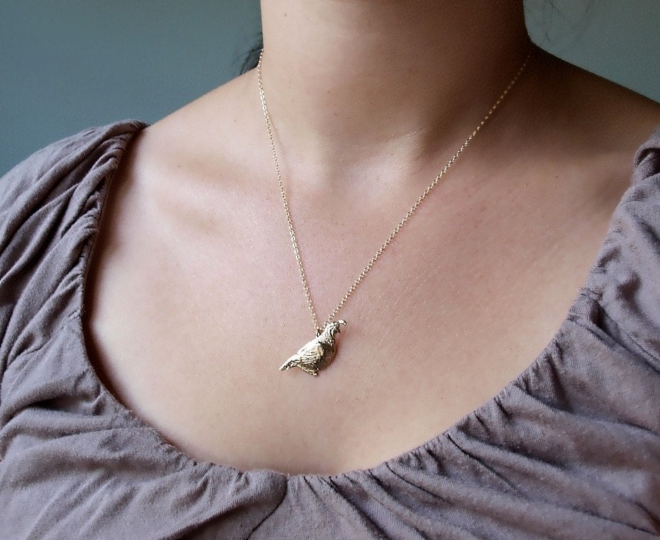 Quail Necklace Gold Bronze California Quail Bird Pendant - Etsy
