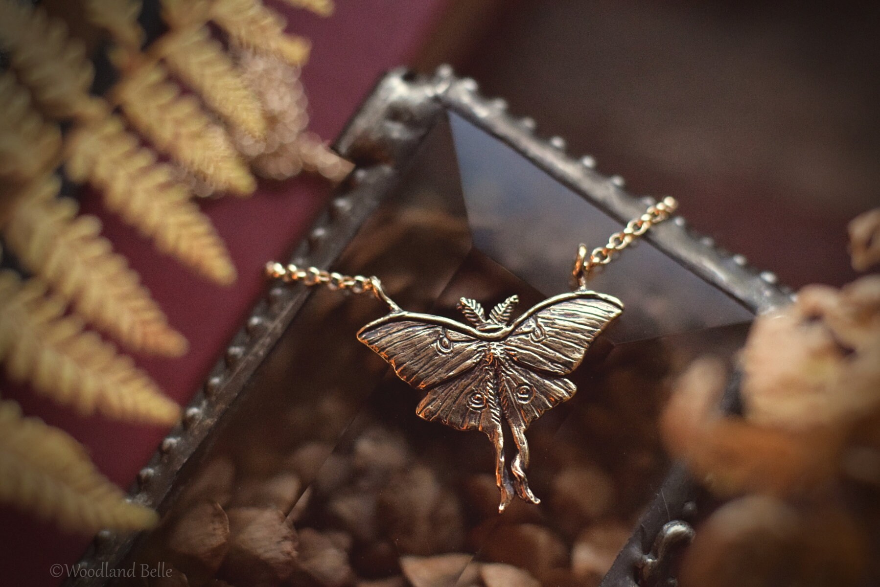 Luna Moth Necklace Gold Bronze Moon Moth Pendant Small | Etsy